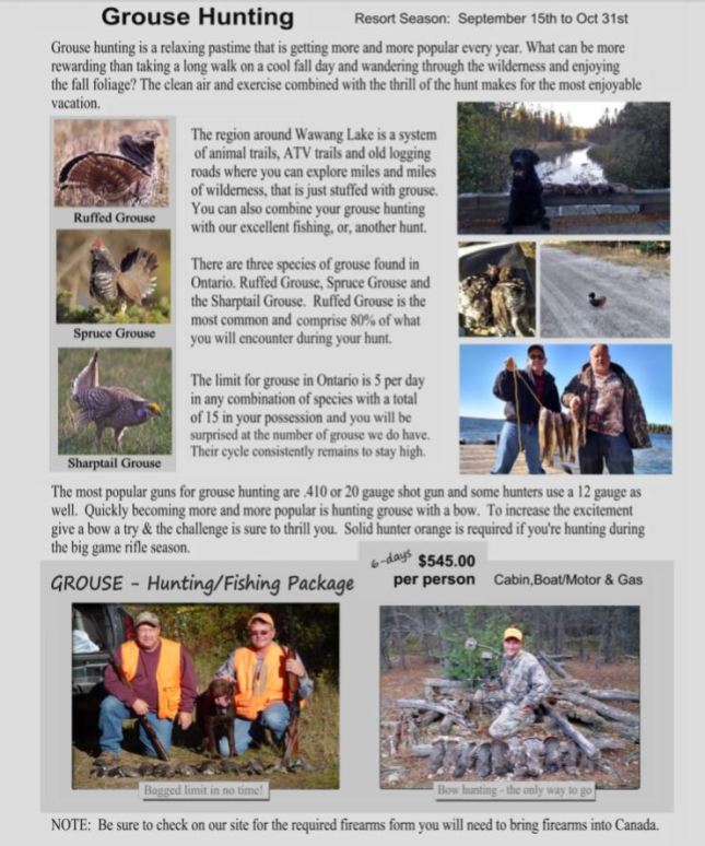 Grouse Hunt Rates | ON TARGET in CANADA